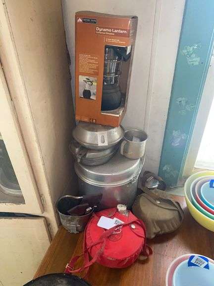 Camping lantern, Boy Scout canteens, and camp cooking gear - Hurley ...