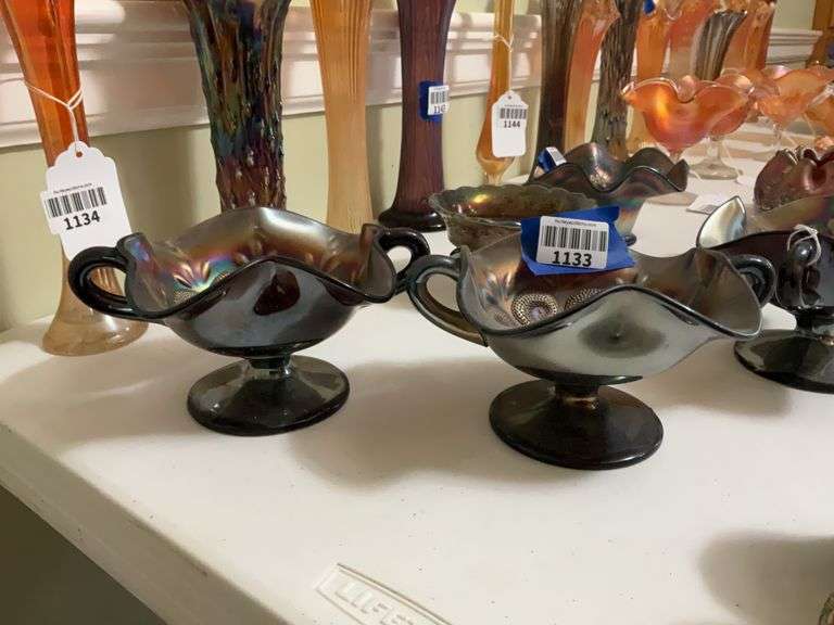 Two Question Mark amethyst carnival glass bon bons - Hurley Real Estate ...