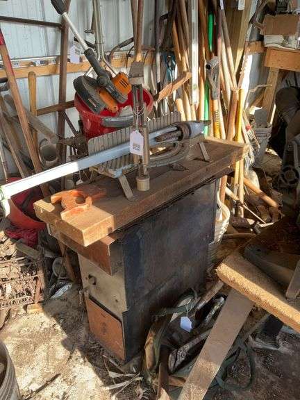 Pipe wrench, miter box and saw, heater - Hurley Real Estate & Auctions