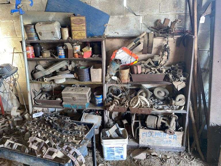 large lot of scrap metal including metal shelves outdoor water hydrant ...