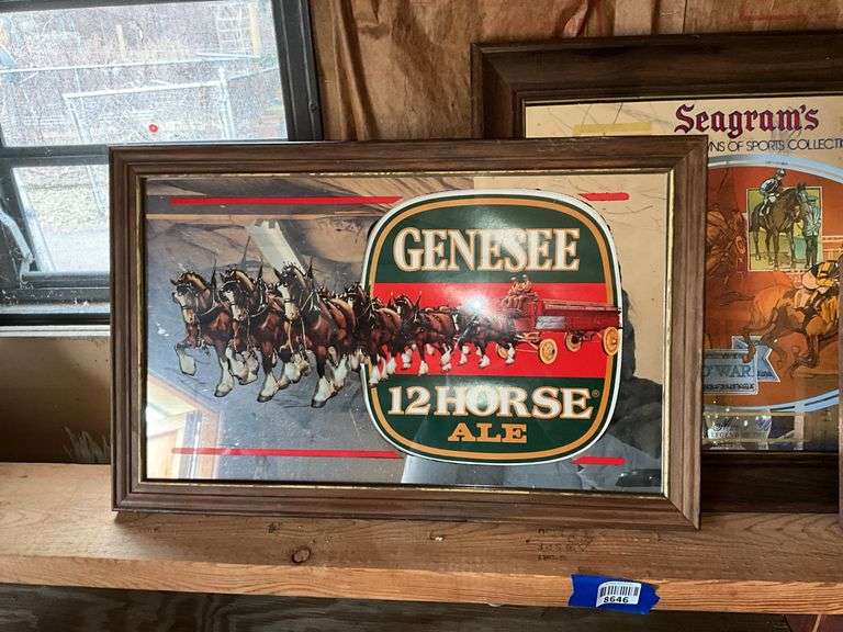 Three advertising bar mirrors, framed - Hurley Real Estate & Auctions