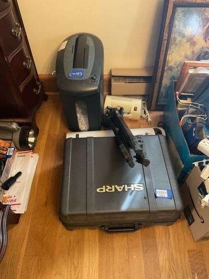 Sharp VHS camera, tripod, paper shredder, Frontier laminator - Hurley ...
