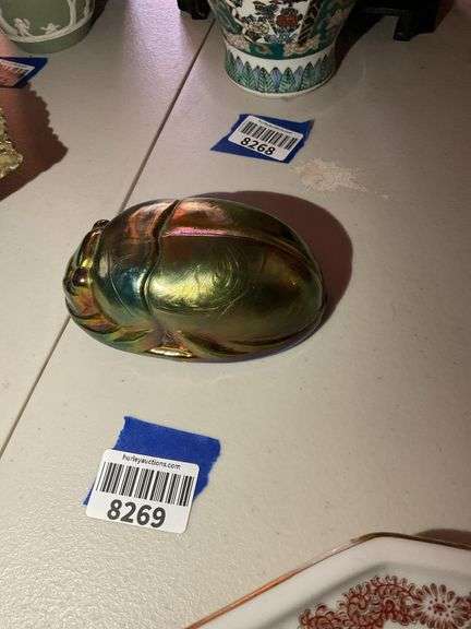 Oakbrook-Esser Studios Tiffany glass scarab paperweight - Hurley Real ...