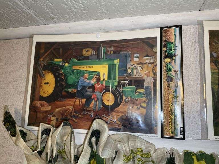 John Deere tractor prints above window - Hurley Real Estate & Auctions