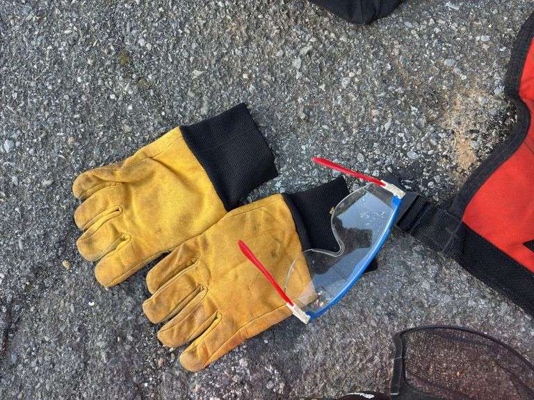 Husqvarna chainsaw safety helmet, echo chaps, gloves, safety glasses ...