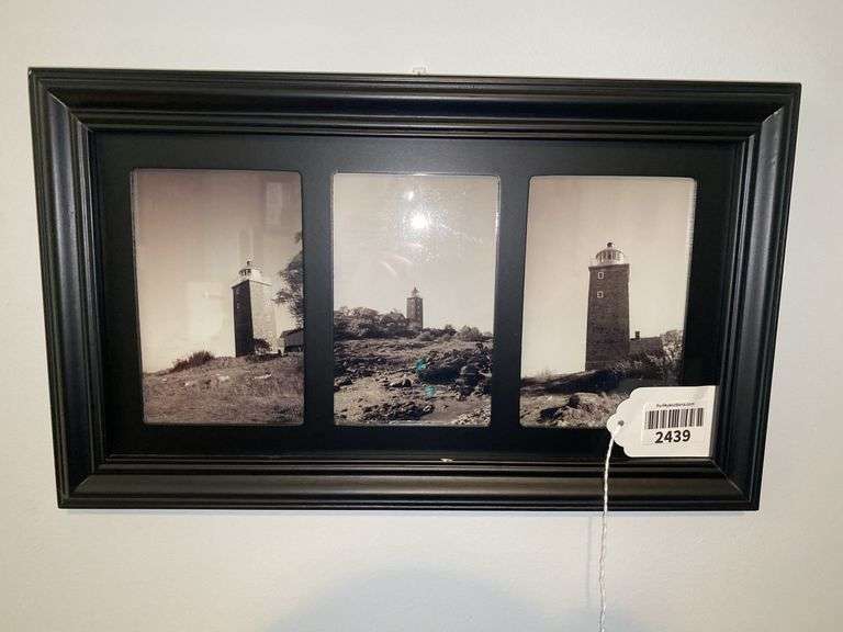 Lighthouse photograph triptych, framed - Hurley Real Estate & Auctions