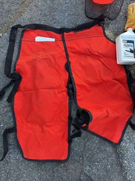Husqvarna chainsaw safety helmet, Echo chaps, gloves, bar, chain and ...