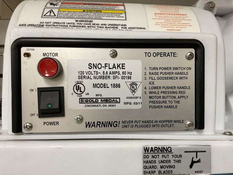 Gold Medal SNO-FLAKE snow kone machine, model 1886 - Hurley Real Estate ...