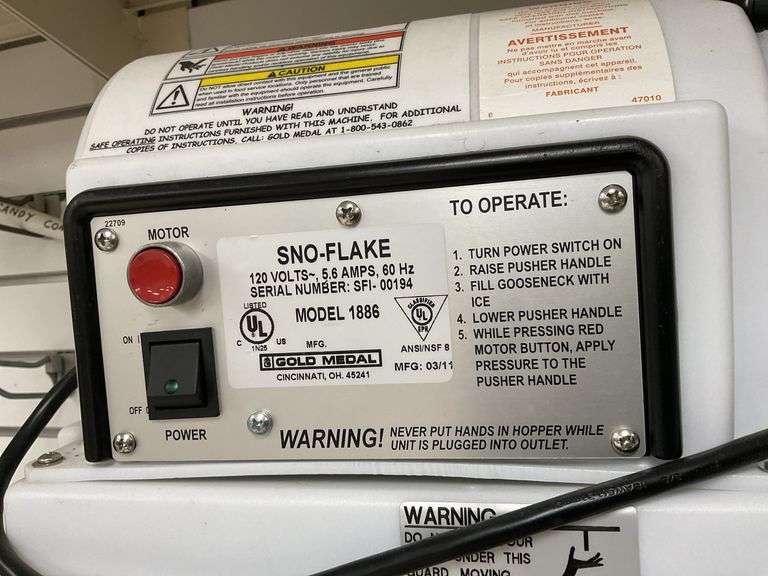 Gold Medal SNO-FLAKE snow kone machine, model 1886 - Hurley Real Estate ...