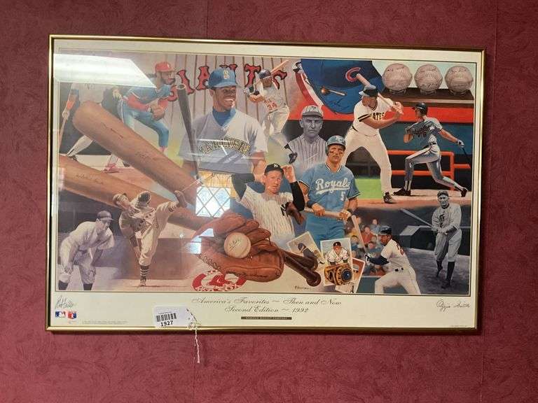 America's Favorites - Then and Now 1992 baseball poster, framed 20x30 ...
