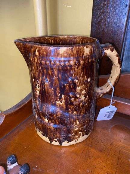 Rockingham glazed relief molded pitcher 8.5” - Hurley Real Estate ...