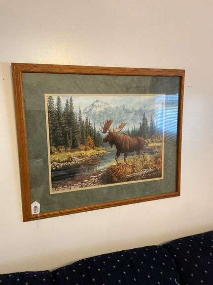 Frank D. Miller moose print, framed - Hurley Real Estate & Auctions