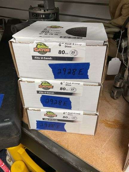 Three boxes of 6 inch floor sanding disc 80 grit, one box is opened ...