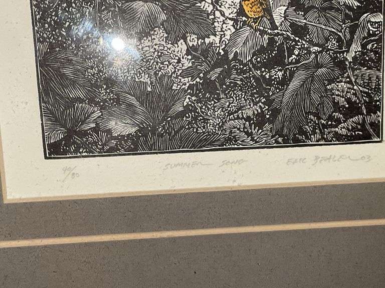 Eric Behler woodcut Summer Song, 40/80, and Venetian scene watercolor ...