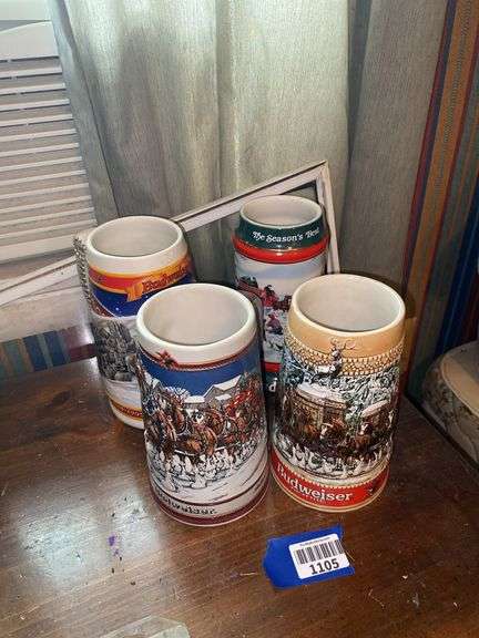 Four Budweiser collector mugs - Hurley Real Estate & Auctions