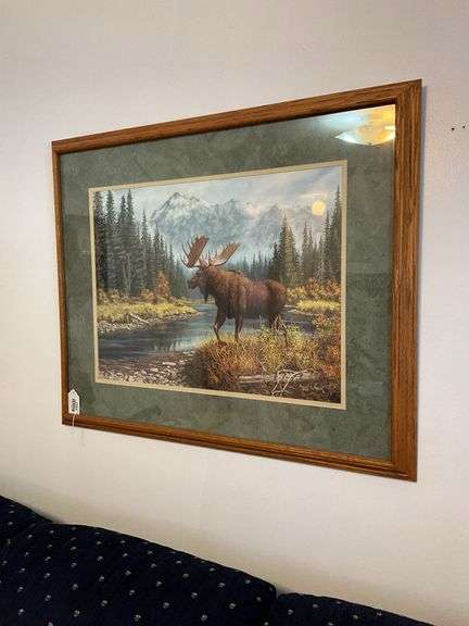 Frank D. Miller moose print, framed - Hurley Real Estate & Auctions