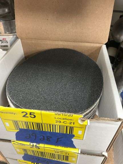 Two boxes of 6 inch floor sanding disc 60 grit, one box is opened ...