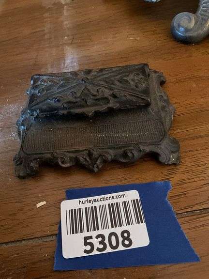 Cast iron match box w/ striker - Hurley Real Estate & Auctions
