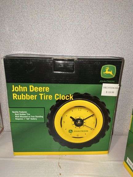 John Deere tractor tire clock and two thermometers in boxes - Hurley ...