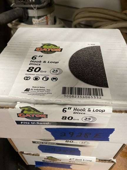 Three boxes of 6 inch floor sanding disc 80 grit, one box is opened ...