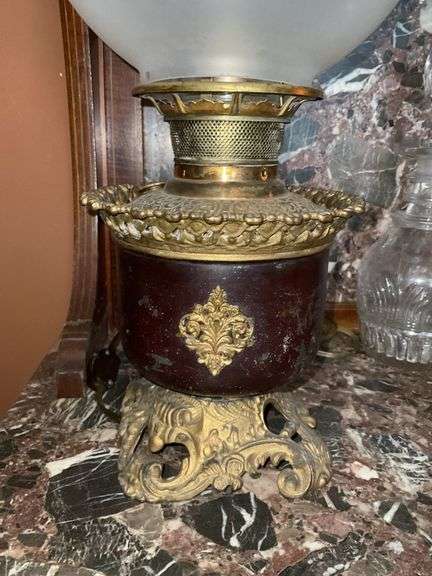 Parlor lamp w/ cut/etched ball shade, electrified 19” - Hurley Real ...