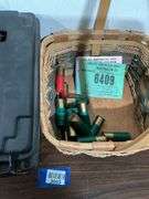 Ammo box, PA deer hunting tags, basket, shotgun shells, tote and ...