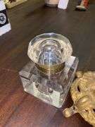 Cut glass inkwell and cast metal bill spike - Hurley Real Estate & Auctions