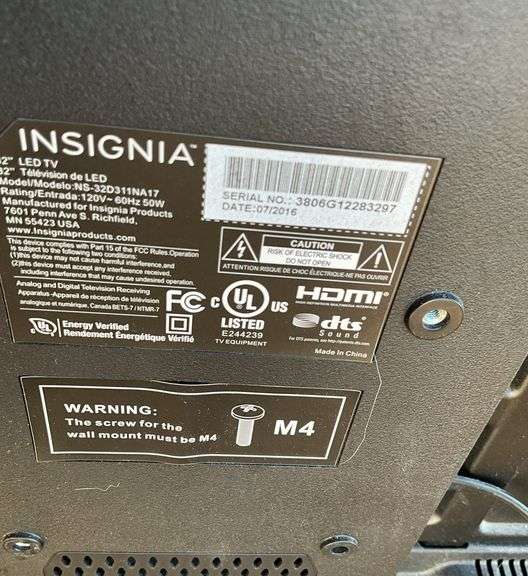 Insignia TV model: NS-32D311NA17 - Hurley Real Estate & Auctions