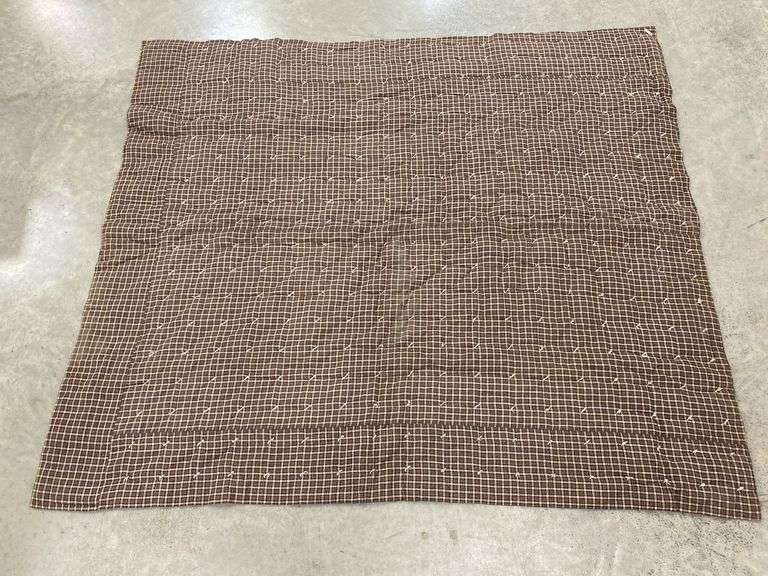Brown gingham knotted coverlet, Nannie C. Neikirk label - Hurley Real ...