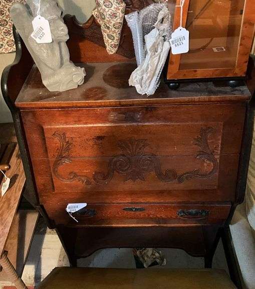 Oak Larkin style slant front desk w/ bookcase base - no contents ...