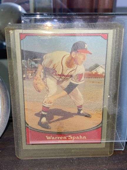 Warren Spahn signed baseball and trading card set in box - Hurley Real ...