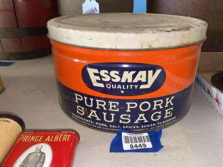 ESSKAY Pork Sausage advertising tin - Hurley Real Estate & Auctions