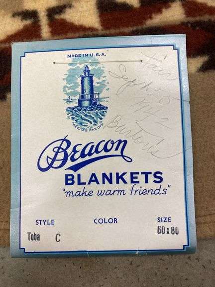 Beacon camp blanket w/ original paper label - Hurley Real Estate & Auctions