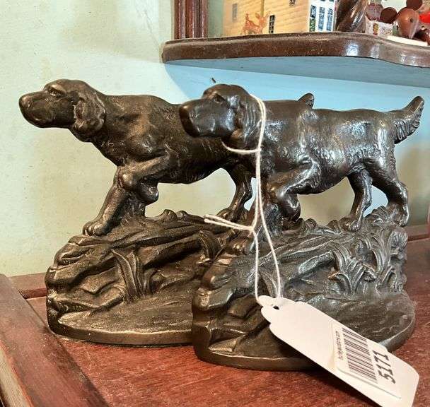 Pair cast iron Irish setter dog bookends - Hurley Real Estate & Auctions
