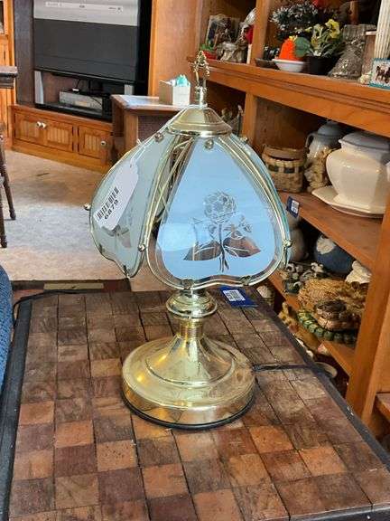 Touch lamp w/ floral panels - Hurley Real Estate & Auctions