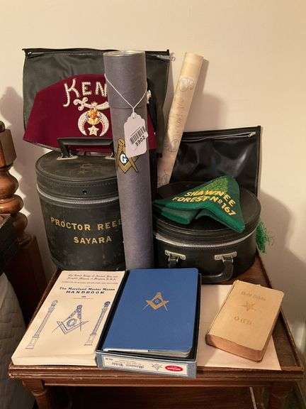 Masonic books and cap - Hurley Real Estate & Auctions