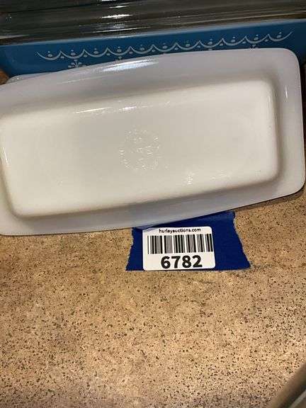 Vintage Pyrex Blue Snowflake butterdish and refrigerator dish set ...