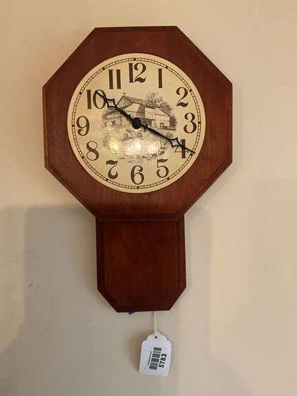 Wall clock and 3 framed prints - Hurley Real Estate & Auctions