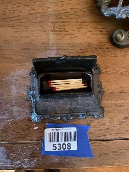 Cast iron match box w/ striker - Hurley Real Estate & Auctions
