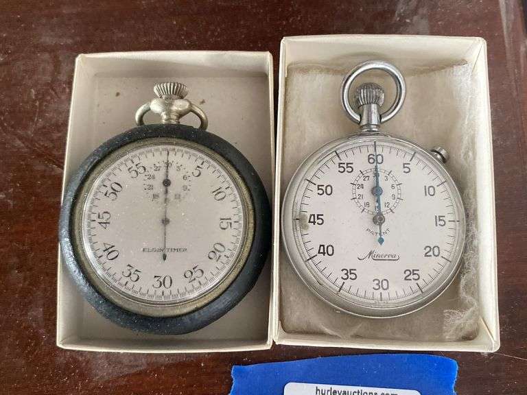 Elgin military timer, and Minerva stopwatch - Hurley Real Estate & Auctions