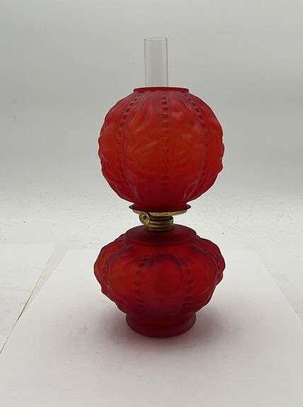 Red satin Beaded Drape miniature oil night light - Hurley Real Estate ...