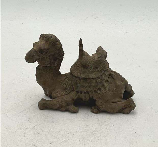 Cast metal seated camel inkwell, insert is damaged - Hurley Real Estate ...