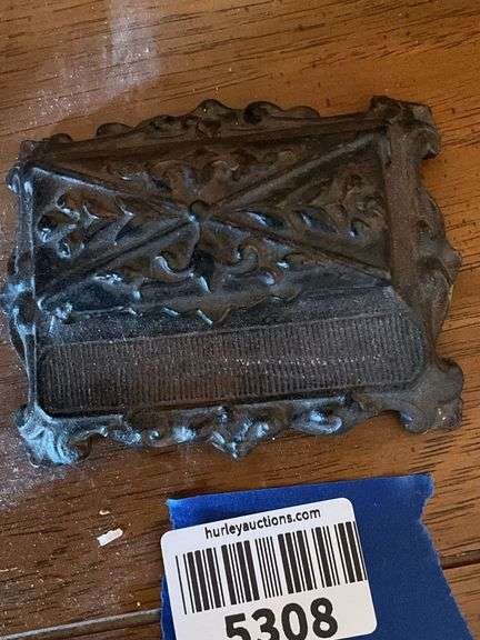 Cast iron match box w/ striker - Hurley Real Estate & Auctions