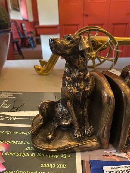 Bronze labrador dog bookends - Hurley Real Estate & Auctions