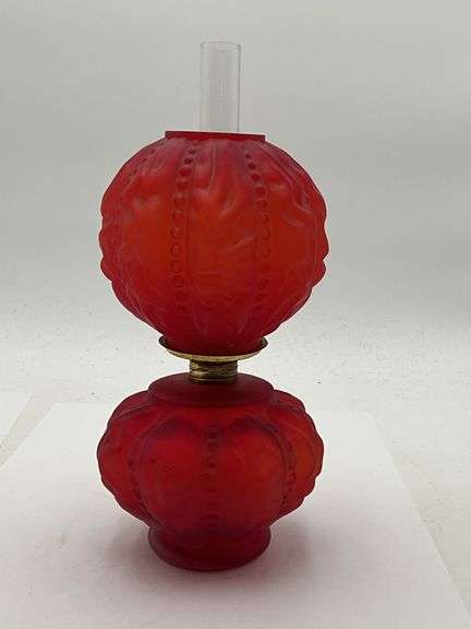 Red satin Beaded Drape miniature oil night light - Hurley Real Estate ...