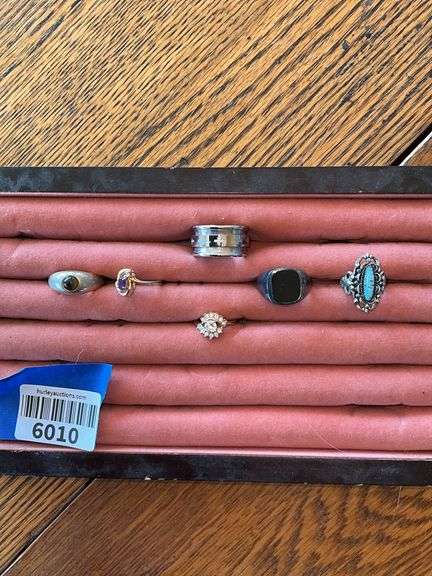 Six fashion rings - front rings size 5.5-6, back rings size 10-12 ...