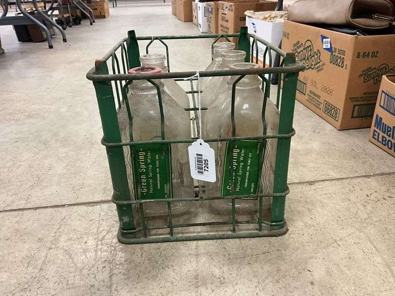 Wire milk crate and Green Spring spring water bottles - Hurley Real ...