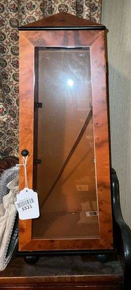 Figured veneer display case w/ glazed door, pyramidal top - Hurley Real ...
