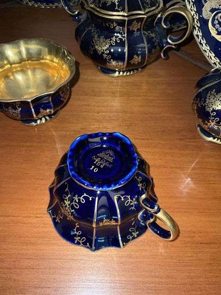 Bavaria cobalt blue china dish set w/ gold trim - Hurley Real Estate ...