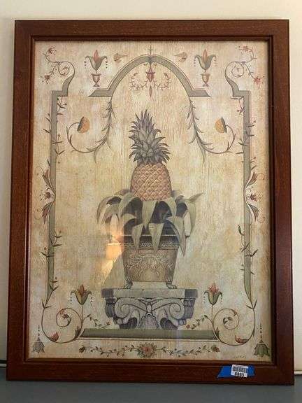 J. Wiens print, folk art pineapple, framed 27x35 - Hurley Real Estate ...